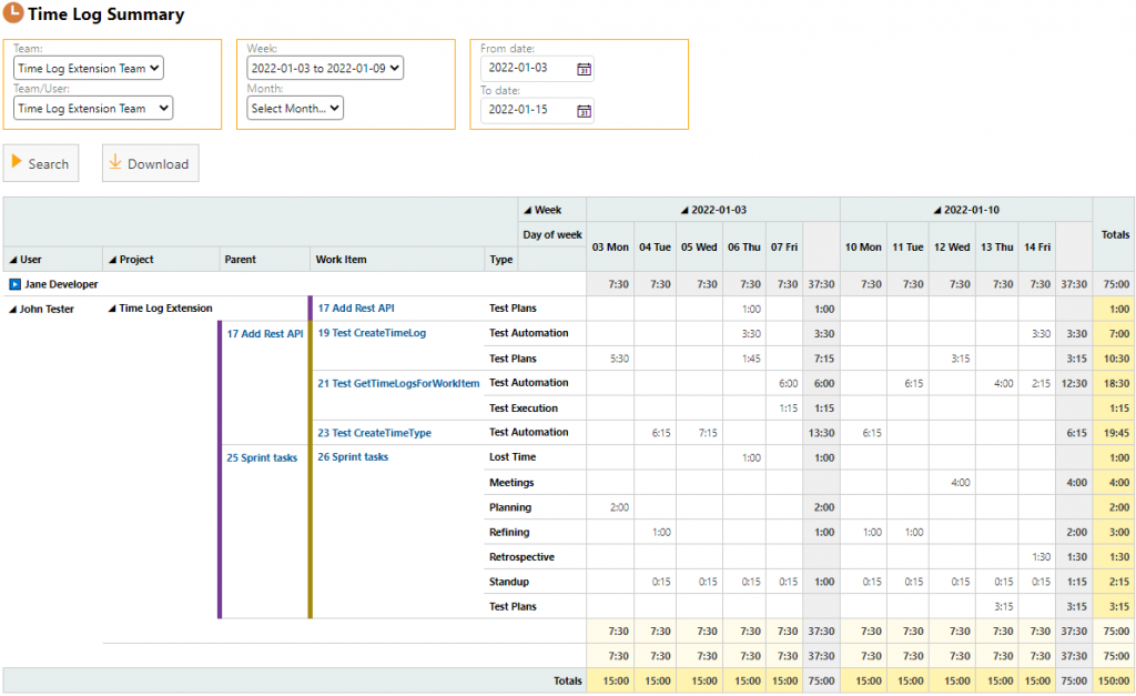 TimeLog - Azure DevOps time logging app